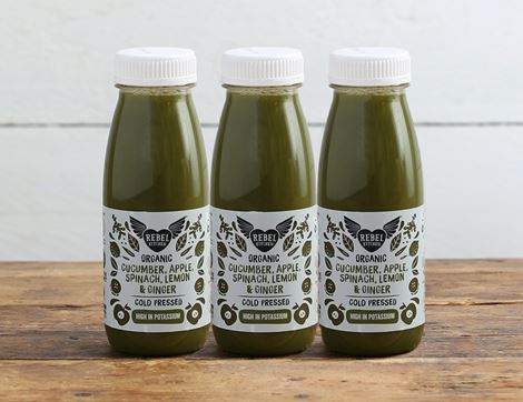 Cucumber, Apple, Spinach, Lemon & Ginger Juice, Organic, Rebel Kitchen ...