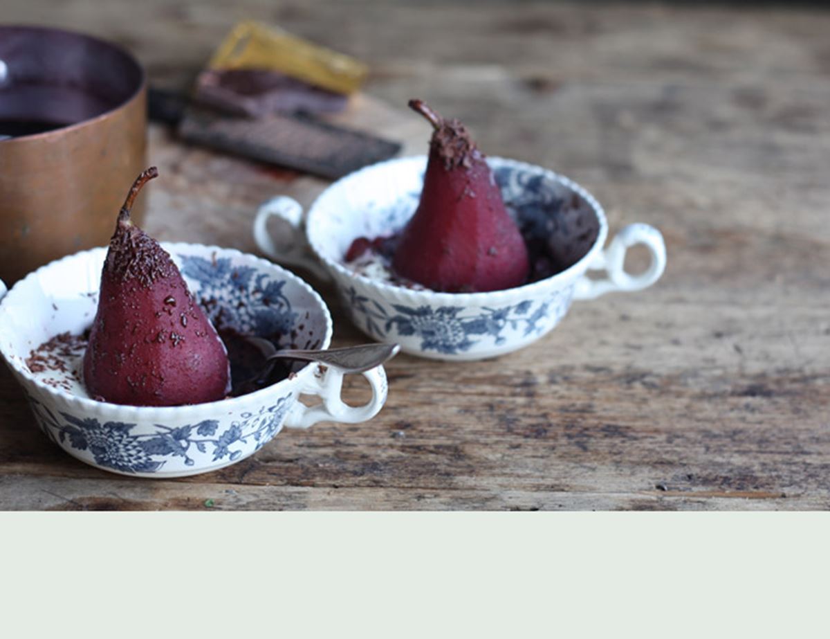 Mulled Pears with Dark Chocolate Recipe | Abel & Cole