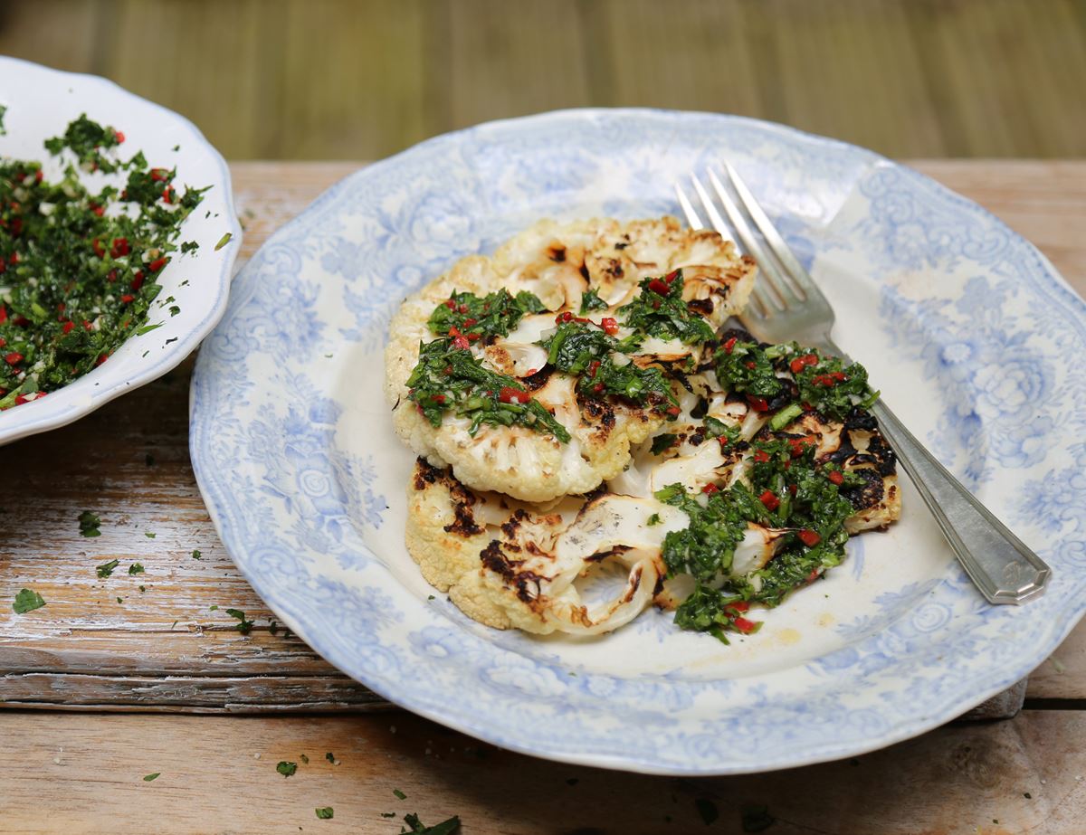 BBQ Cauliflower Steaks & Chimichurri Sauce Recipe | Abel & Cole